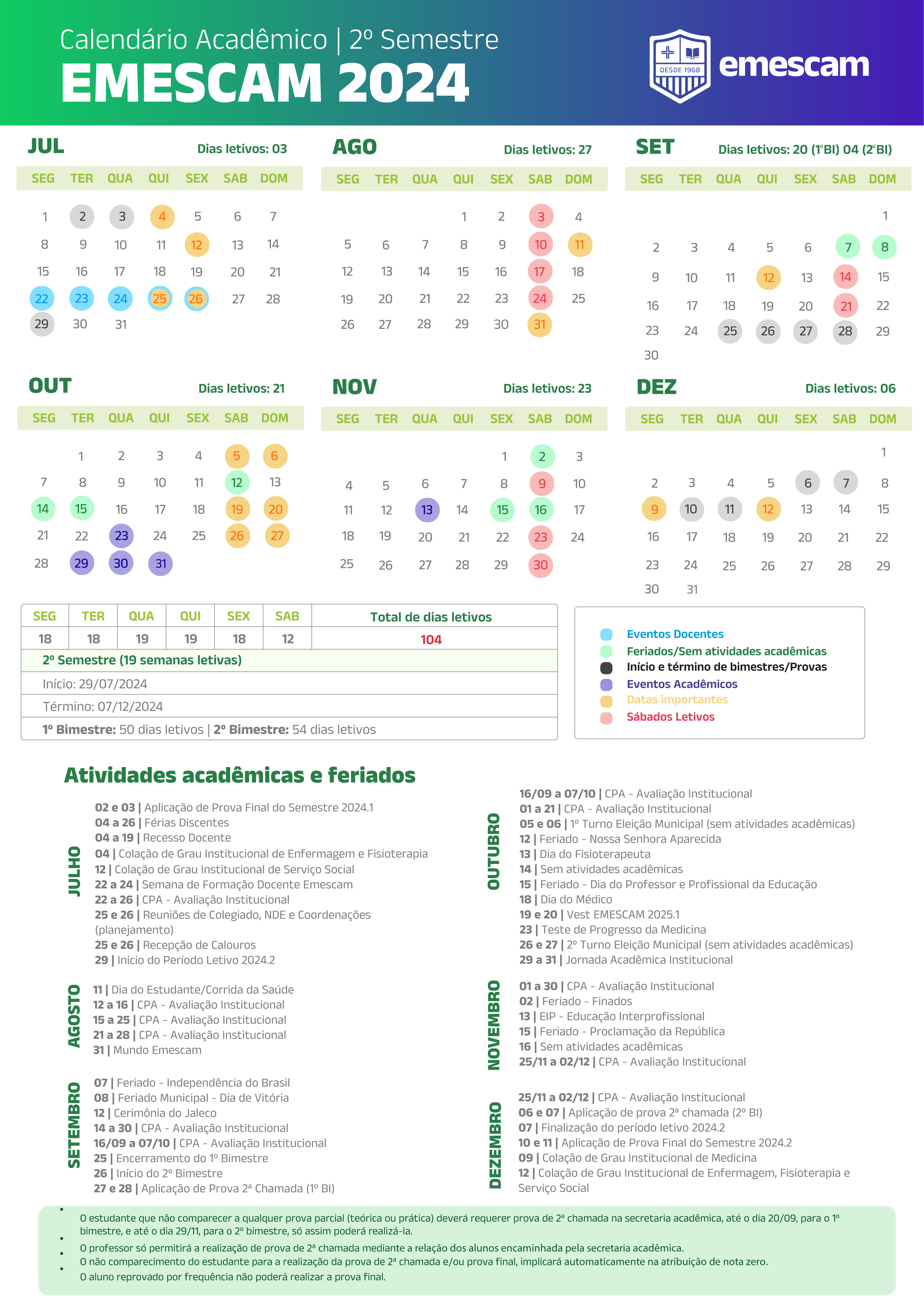 Calendário Acadêmico Uft 2024 - NAZAEDU
